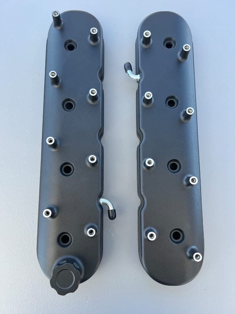 Black Cast Aluminum Tall Valve Covers with Integrated Coil Mounts - Co ...